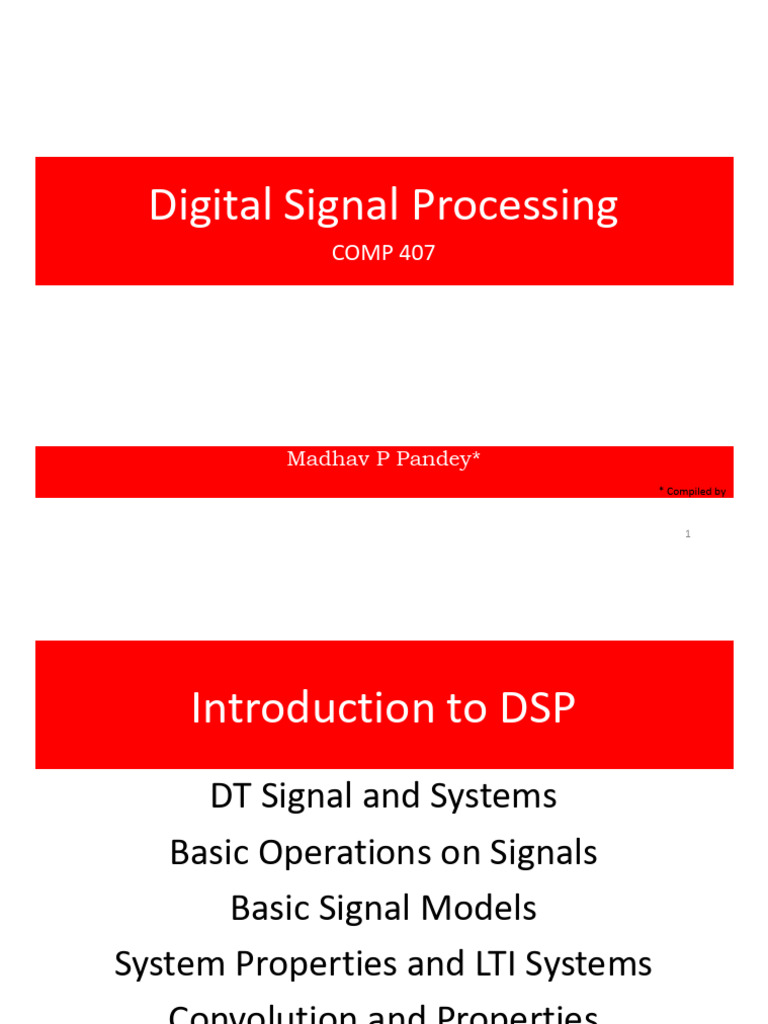 2 Introduction To Digtal Signal and Systems - COMP407 | PDF | Discrete Time And Continuous Time ...