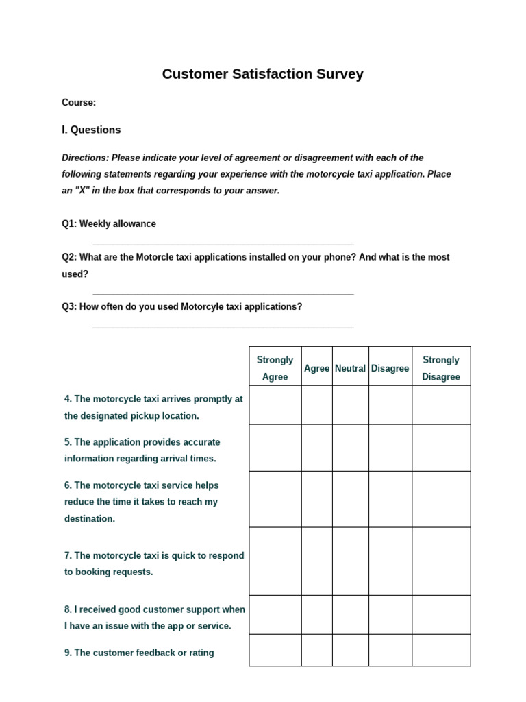 Customer Satisfaction Survey | PDF