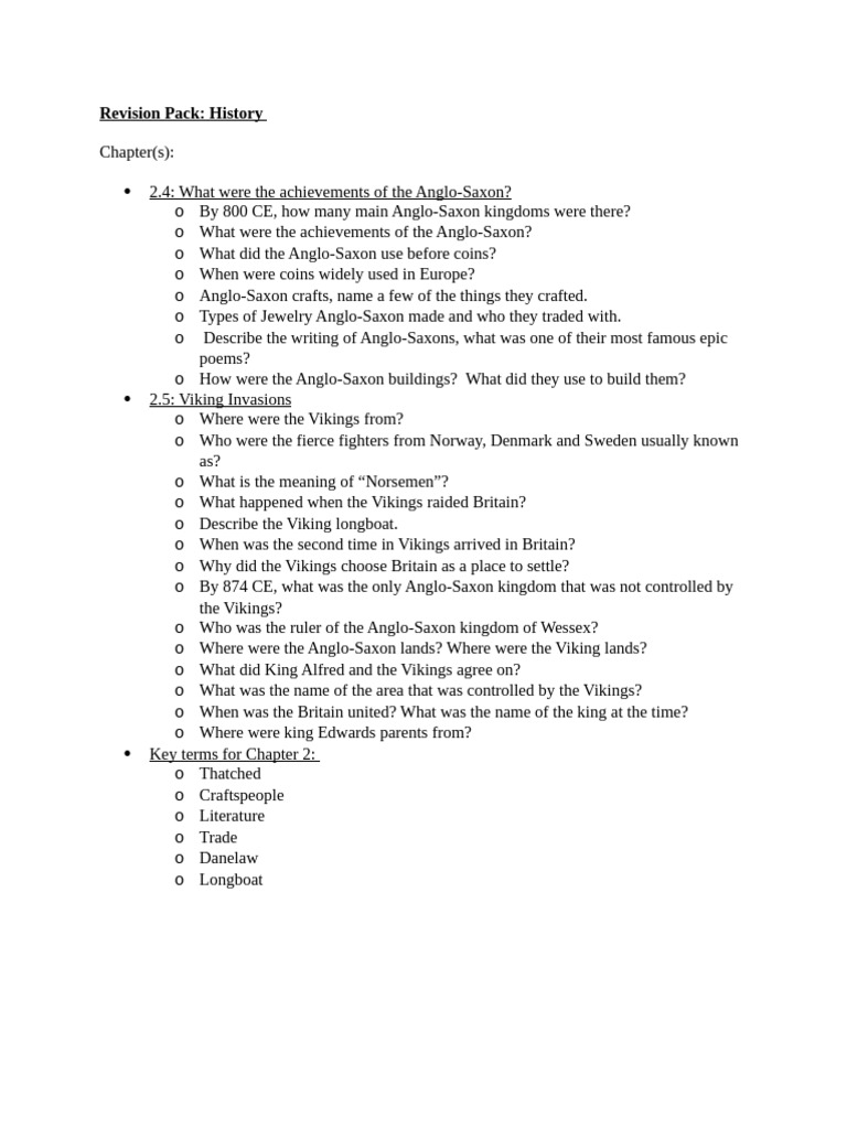 Revision Pack- History | PDF | Maya Civilization | Anglo Saxons