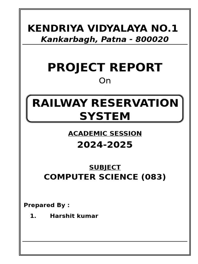 Project Report: Railway Reservation System | PDF | User (Computing) | Operating System