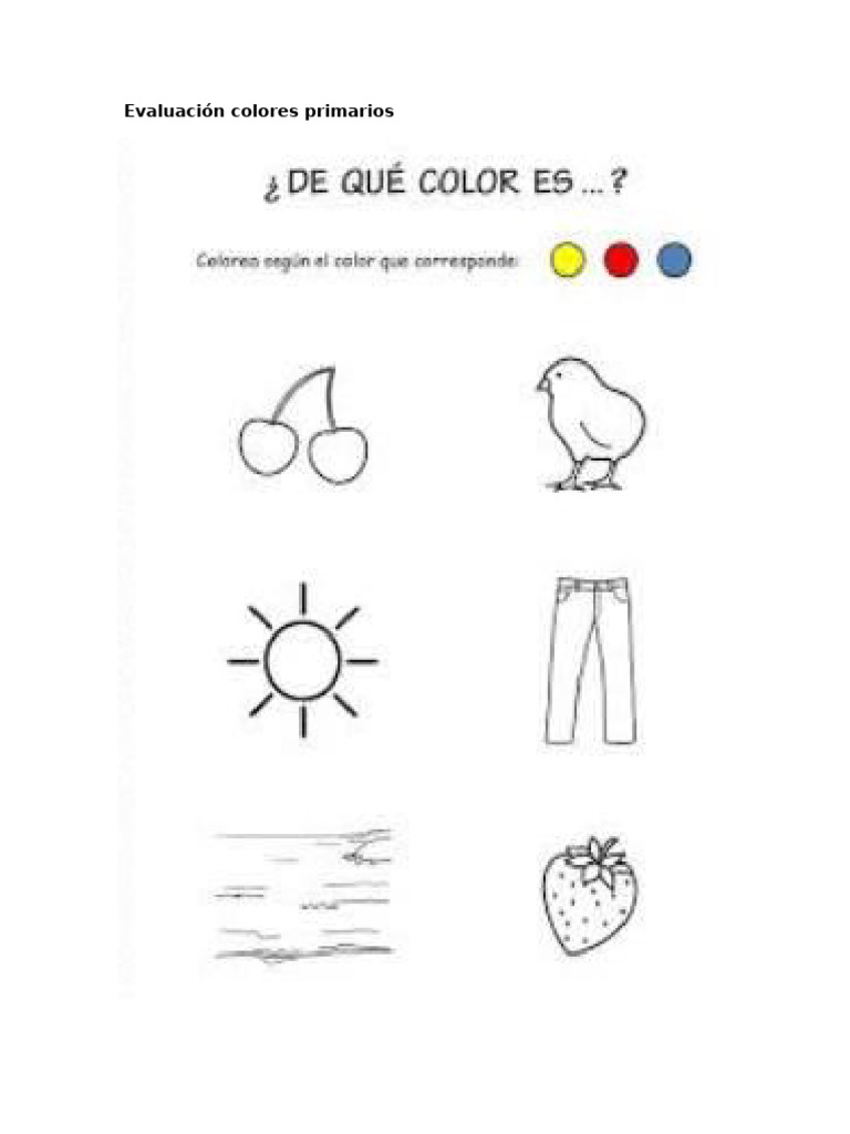 Evaluación Colores Primarios | PDF