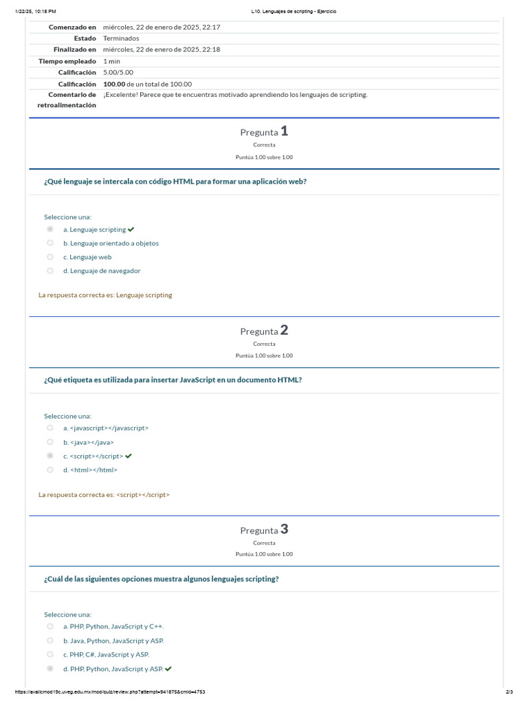 L10. Lenguajes de scripting - Ejercicio | PDF | Script Java | Php