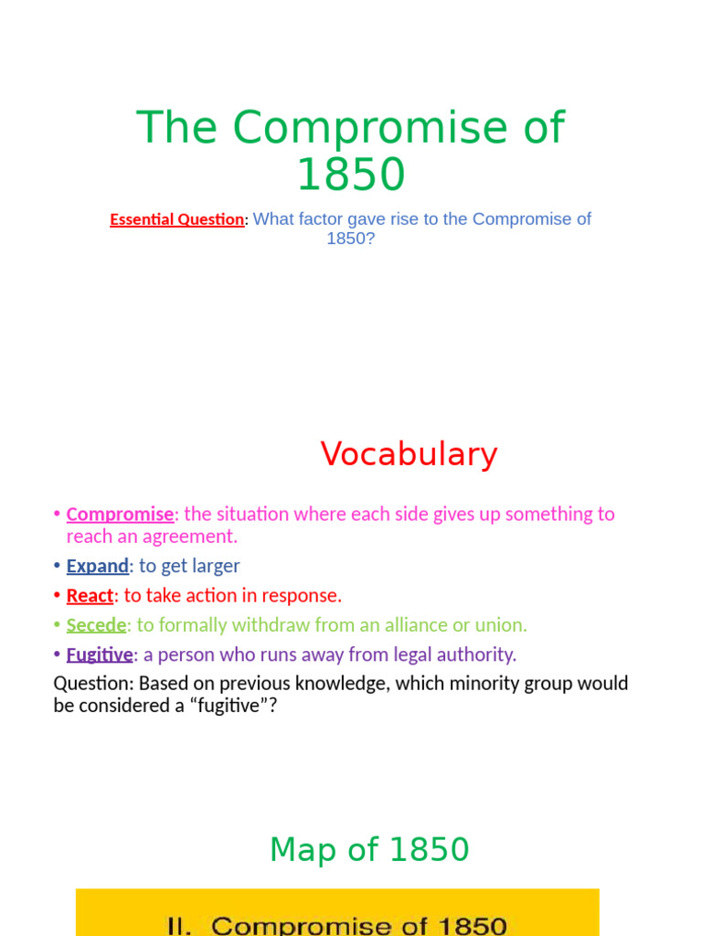 Understanding the Compromise of 1850 | PDF