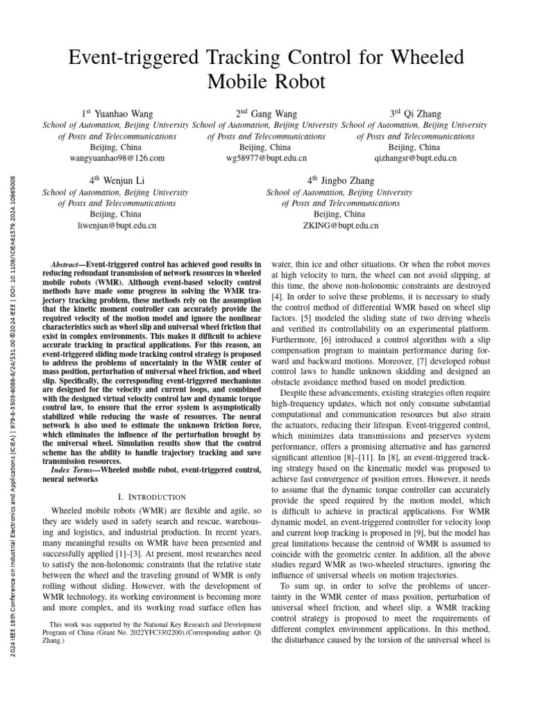 Event-Triggered_Tracking_Control_for_Wheeled_Mobile_Robot | PDF | Kinematics | Mechanics
