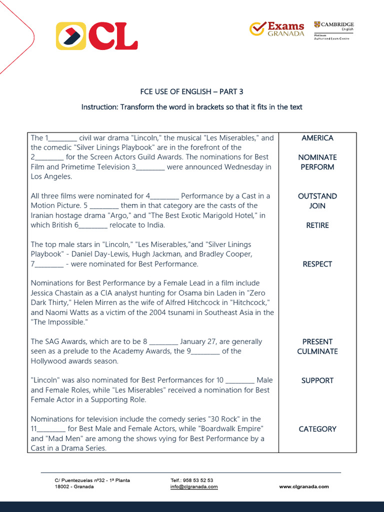 B2 First Reading Uoe Part 3 Sag Nominations Pdf