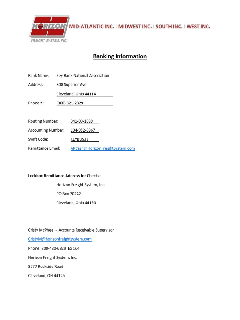 Horizon - Banking Information | PDF