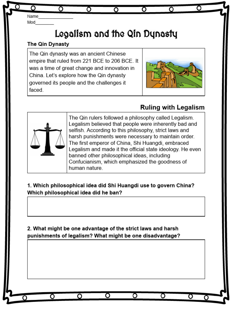 Legalism and The Qin Dynasty | PDF | China | World Politics