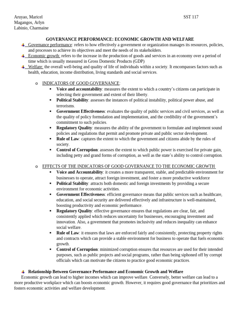 Governance, Economic Growth, and Welfare | PDF | Governance | Economic ...