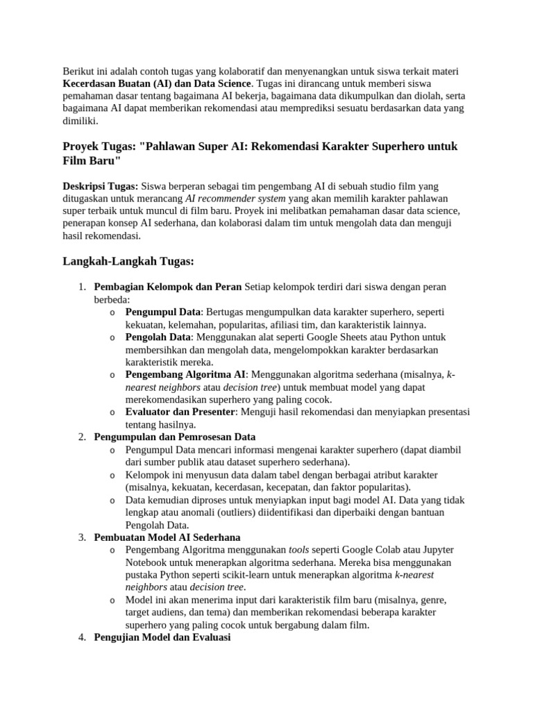 Tugas - Kecerdasan Buatan (AI) Dan Data Science. | PDF