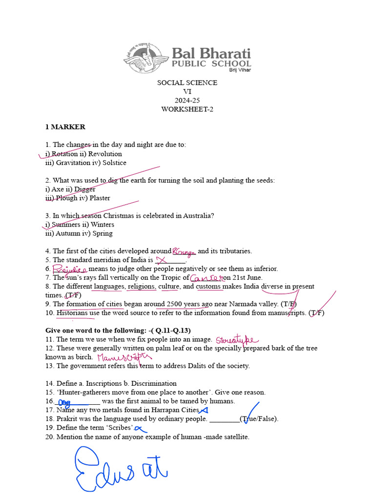 6-SST-WORKSHEET-HALF-YEARLY 2024-25 WORKSHEET 2 | PDF | Astronomy
