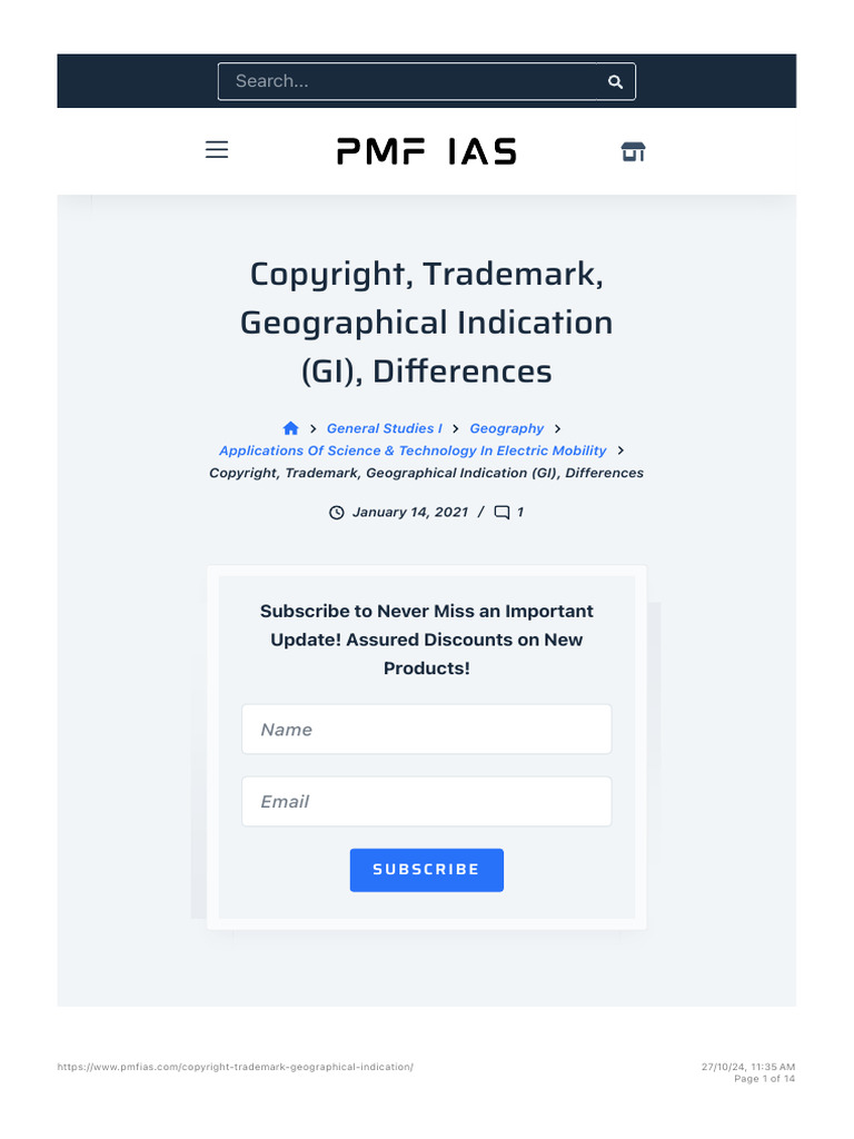 Copyright, Trademark, Geographical Indication (GI), Differences - PMF ...