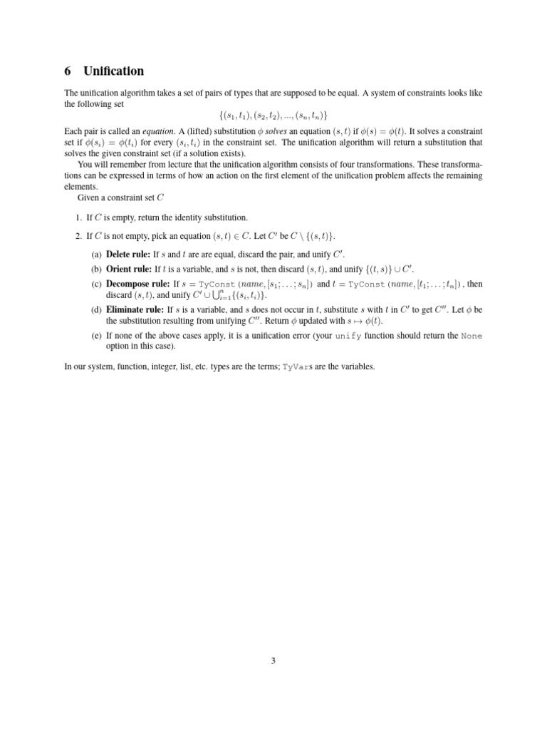 Unification Algorithm Overview | PDF