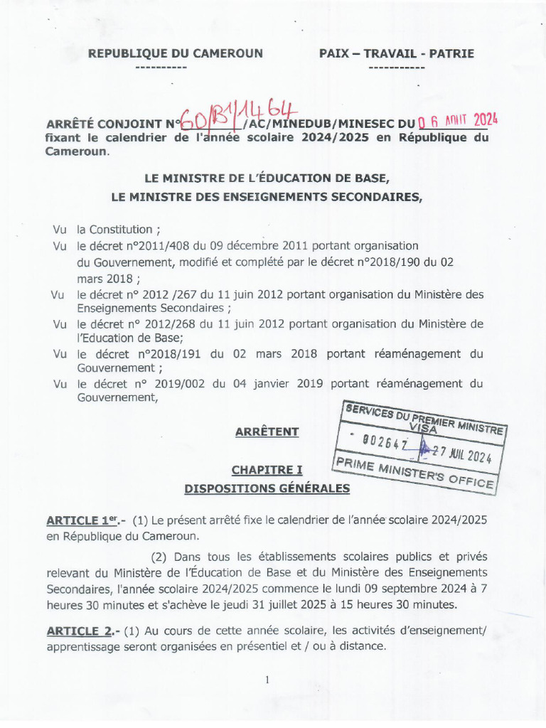 Calendrier de L Annee Scolaire 2024-2025 | PDF