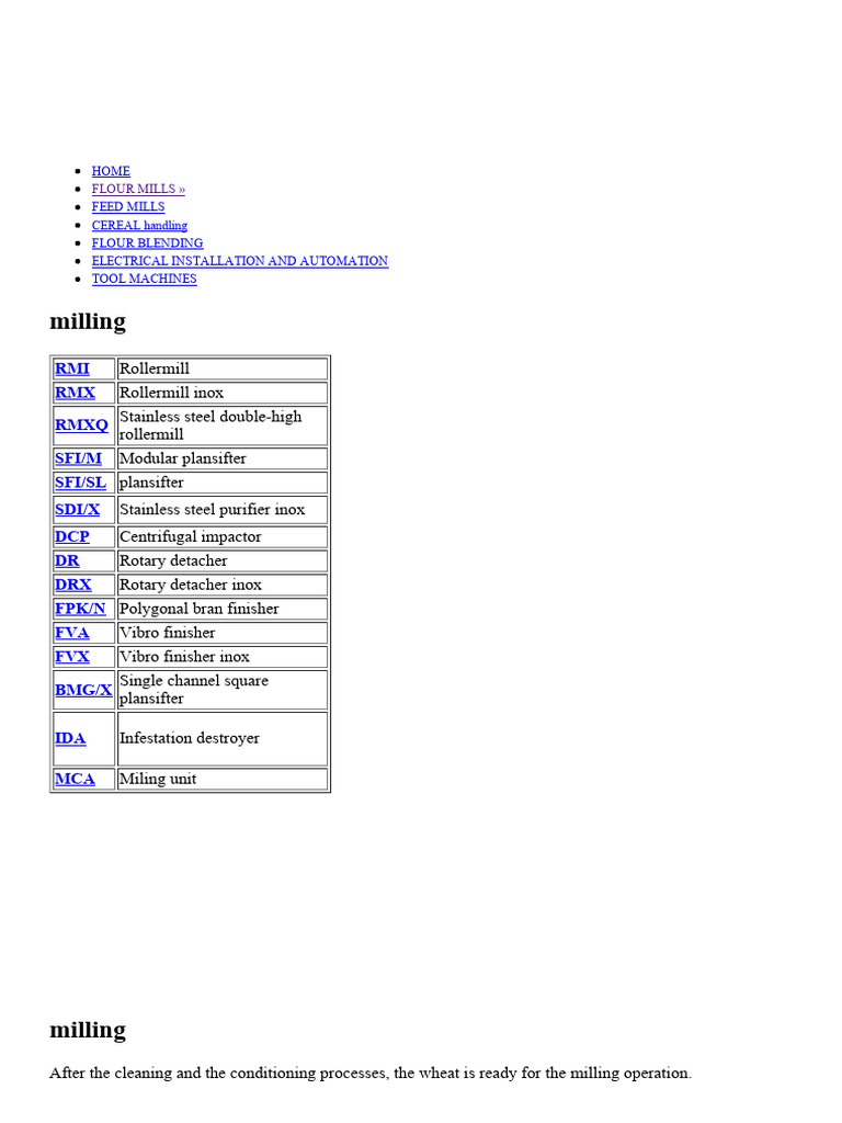 Milling Process | PDF | Flour | Wheat