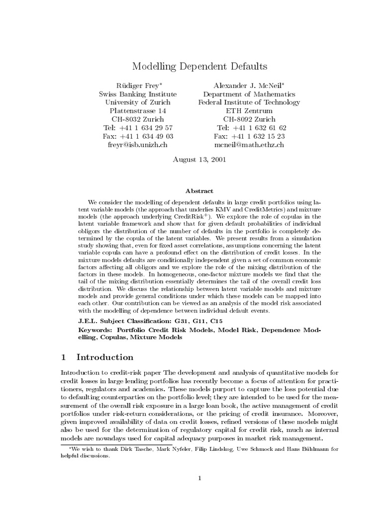 Credit Paper | PDF | Probability Distribution | Normal Distribution