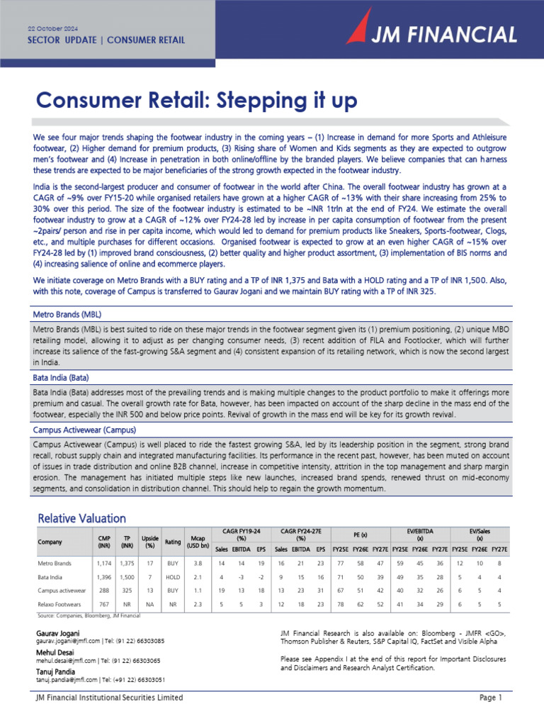JM Financial Update on Footwear (1) | PDF | Brand | Retail