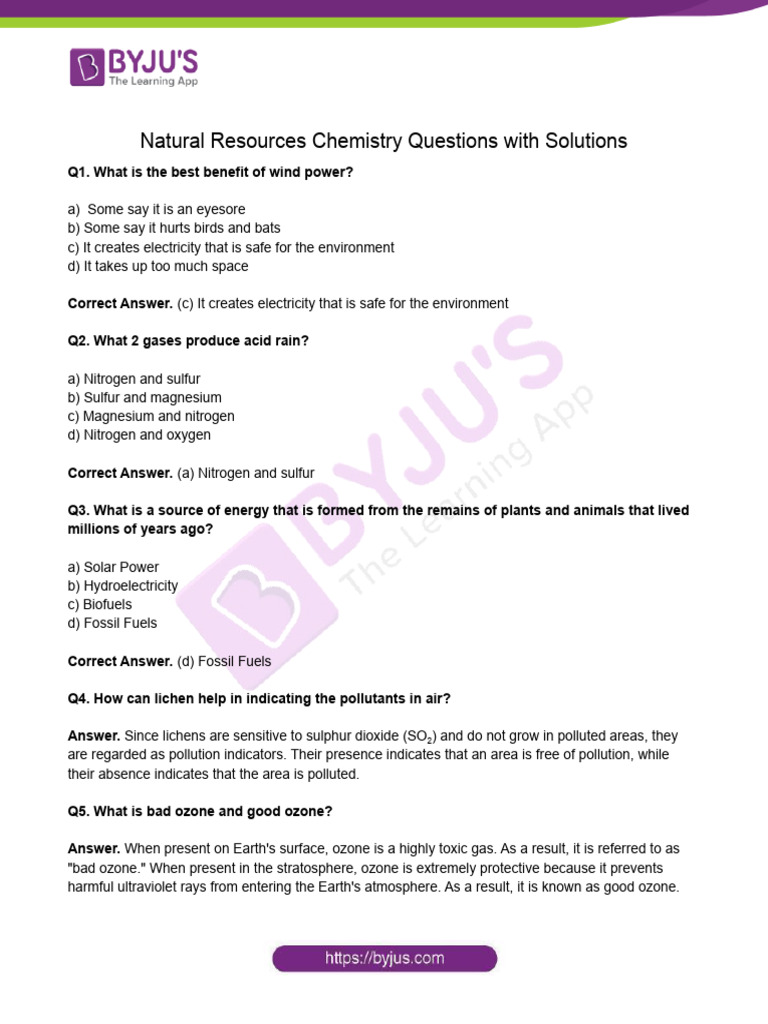 Natural Resources Questions | PDF | Soil | Nitrate