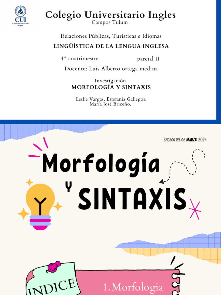 Morfología y Sintaxis: Guía Básica | PDF | Morfología (Lingüística) | Palabra
