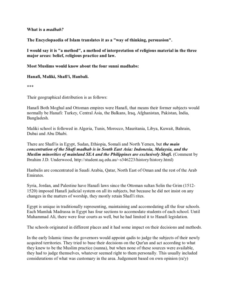 What Is A Madhab | PDF | Sharia | Islamic Ethics