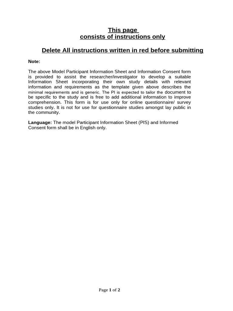 PIS and IC For Questionnaire | PDF