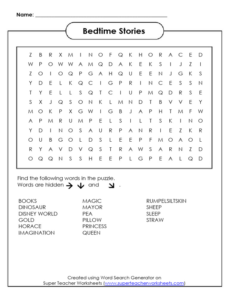 Super Teacher Worksheets Bedtime Stories | PDF | Word Search | Puzzles