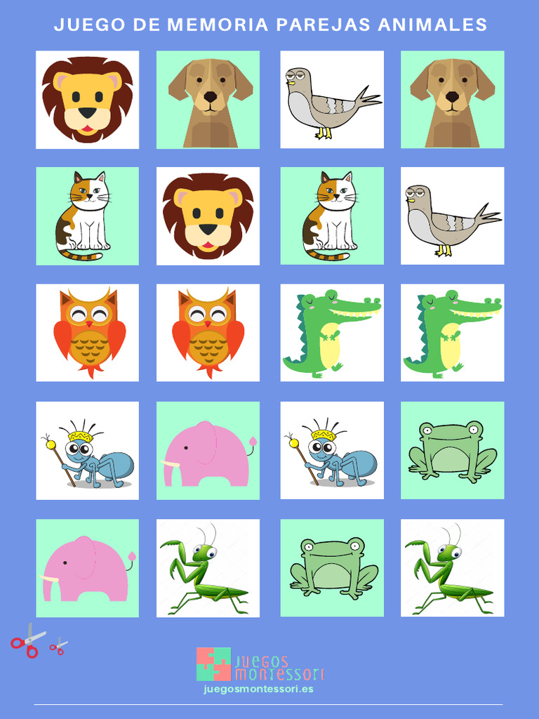 Juego de Memoria Parejas Animales | PDF