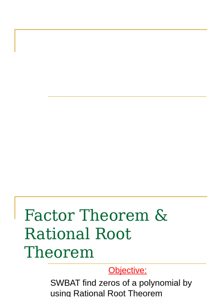 3.3 Rational Root Theorem | PDF | Factorization | Zero Of A Function