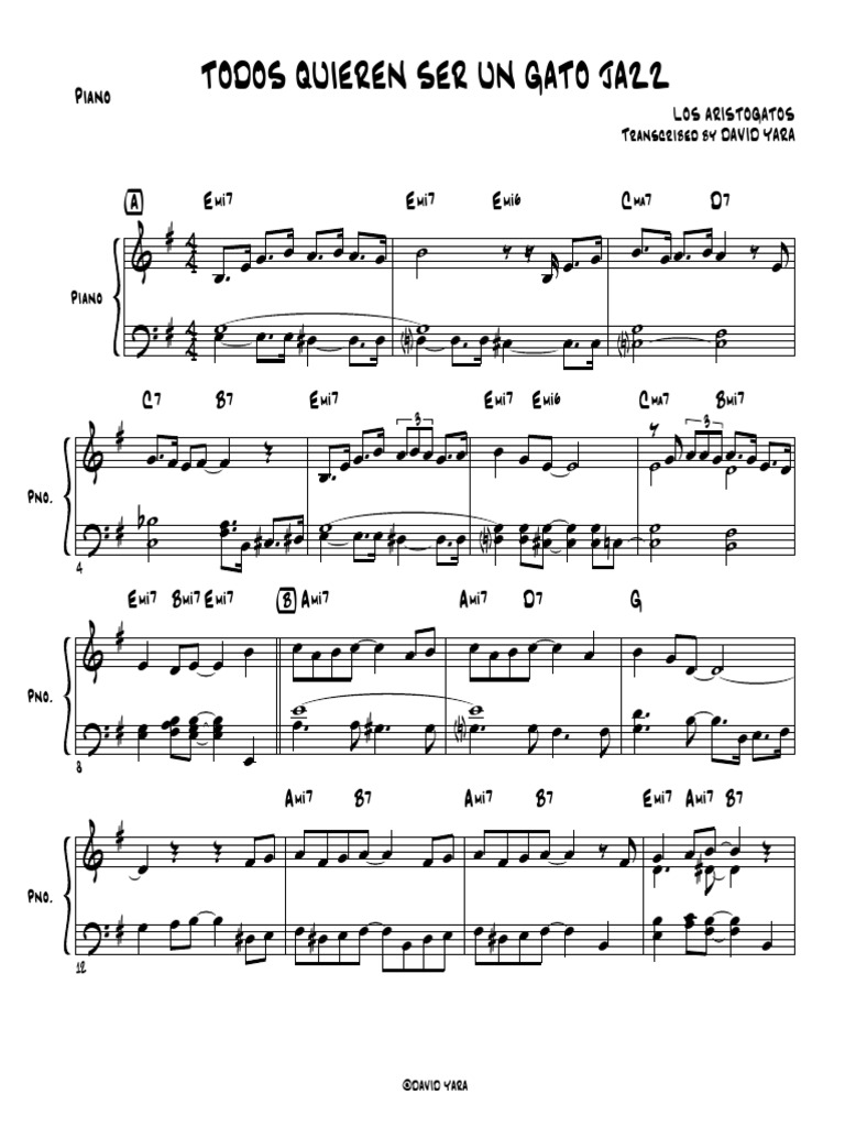 Todos Quieren Ser Un Gato Jazz - Piano | PDF