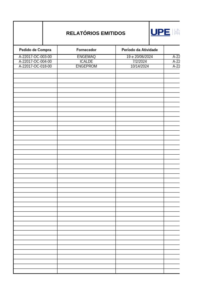 UPE - Controle de Relat%C3%B3rios Rev.141 | PDF