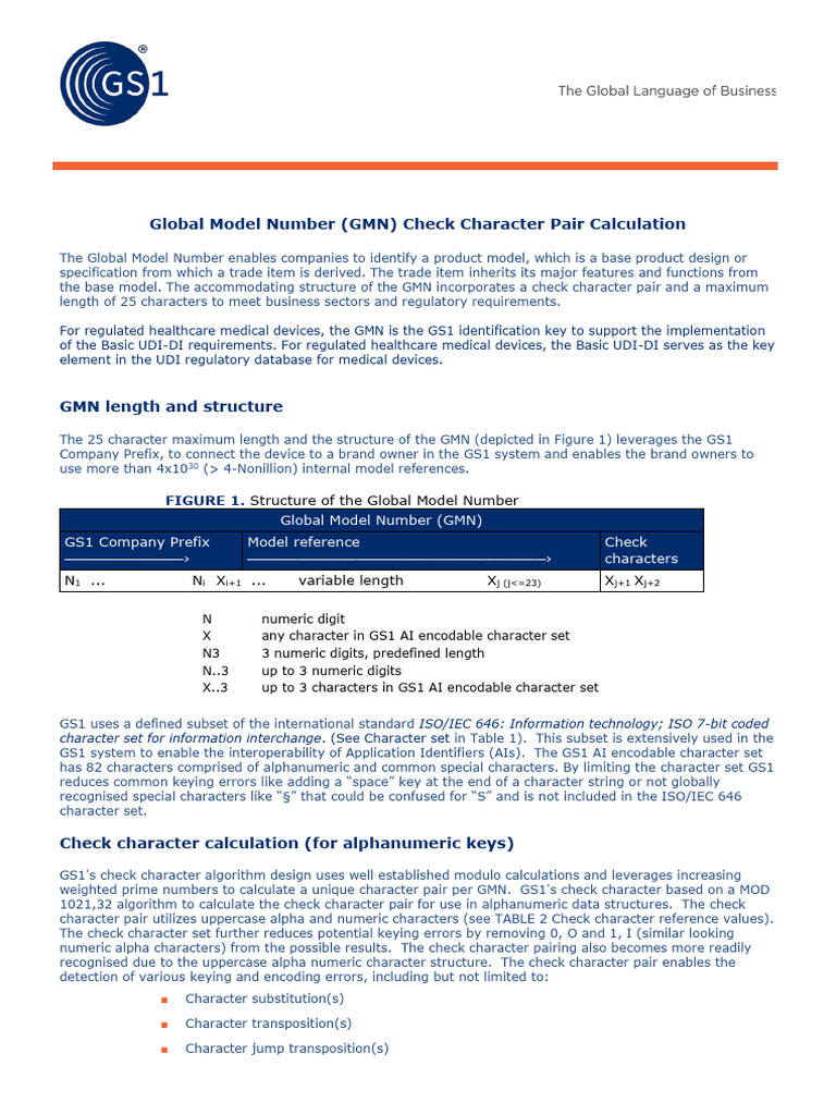 Global Model Number (GMN) Check Character Pair Calculation | PDF ...