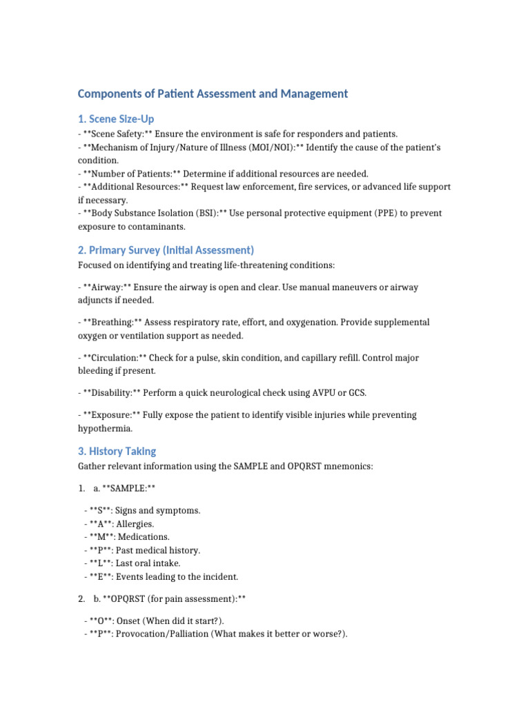 Patient Assessment Management Components | PDF | Major Trauma | Human ...