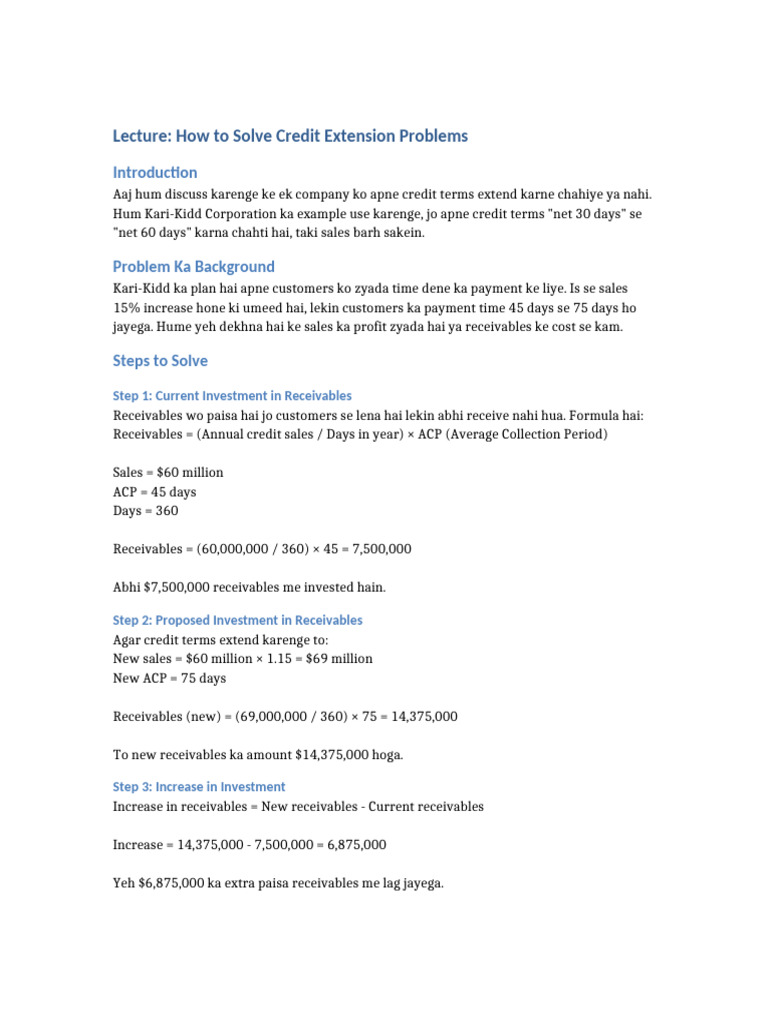 Credit Extension Problem Solving Guide | PDF | Economics | Private Sector