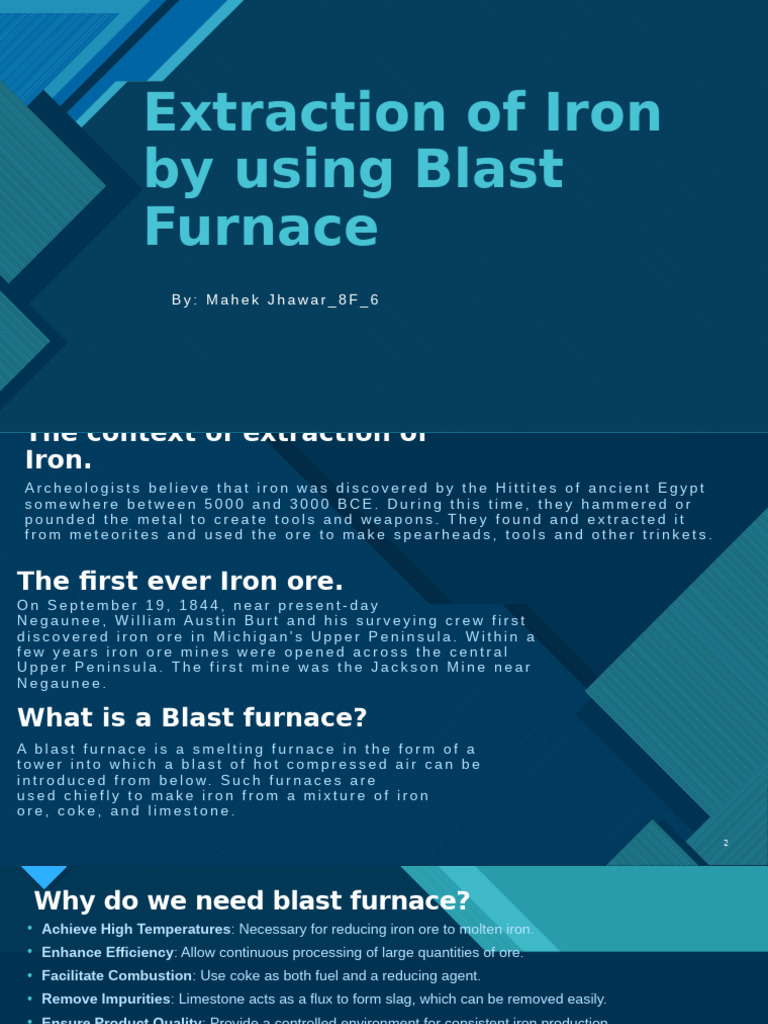 Extraction of Iron by Using Blast Furnace | PDF | Iron | Blast Furnace
