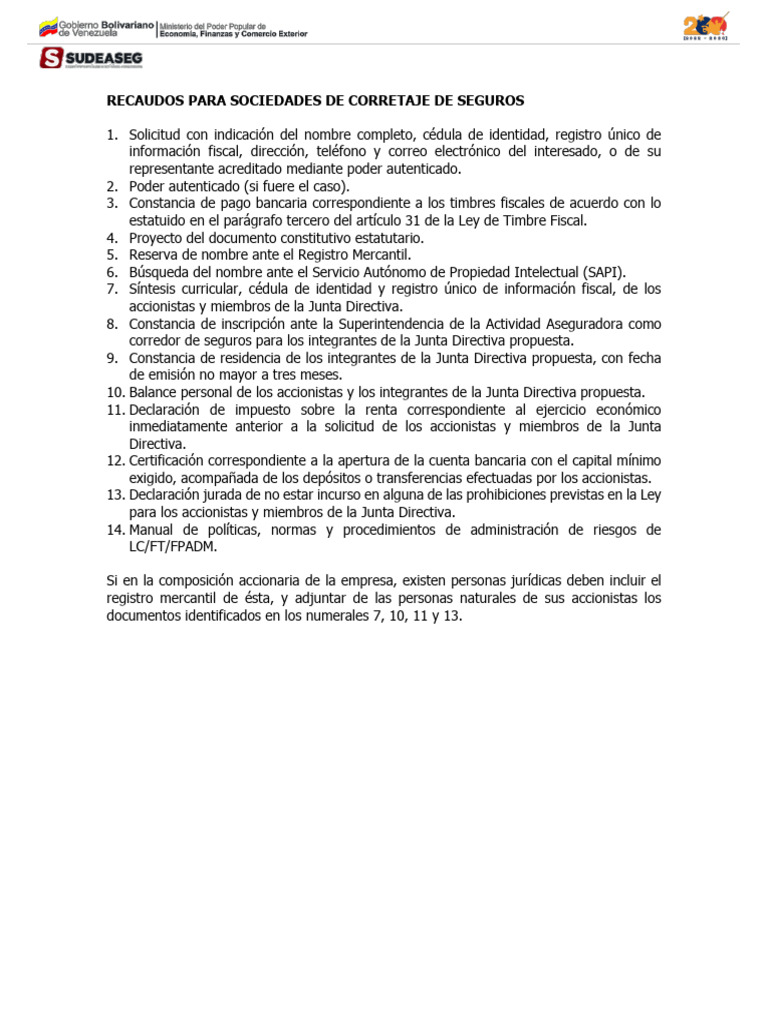 Requisitos para Sociedades de Corretaje de Seguros 2024 | PDF