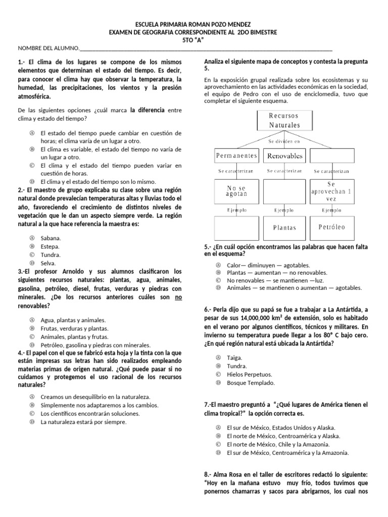 Examen de Geografia 2do Trimestre | PDF | Clima | Clima templado