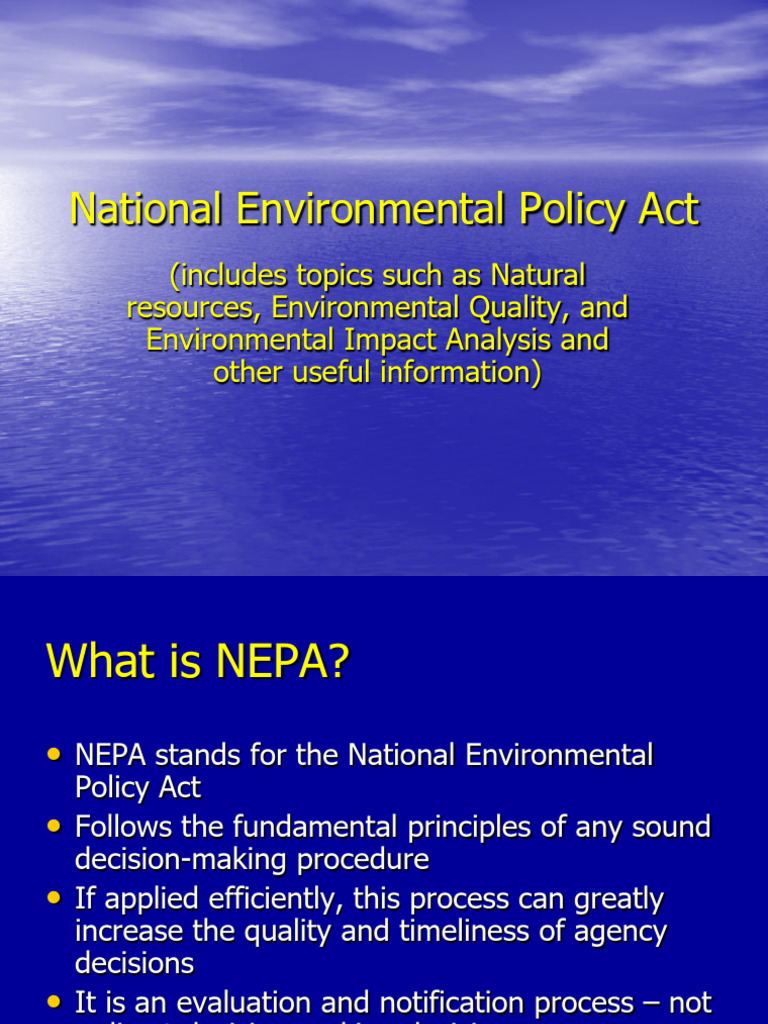 01a- Millie-HB NEPA & laws presentation 2024 | PDF | National Environmental Policy Act ...