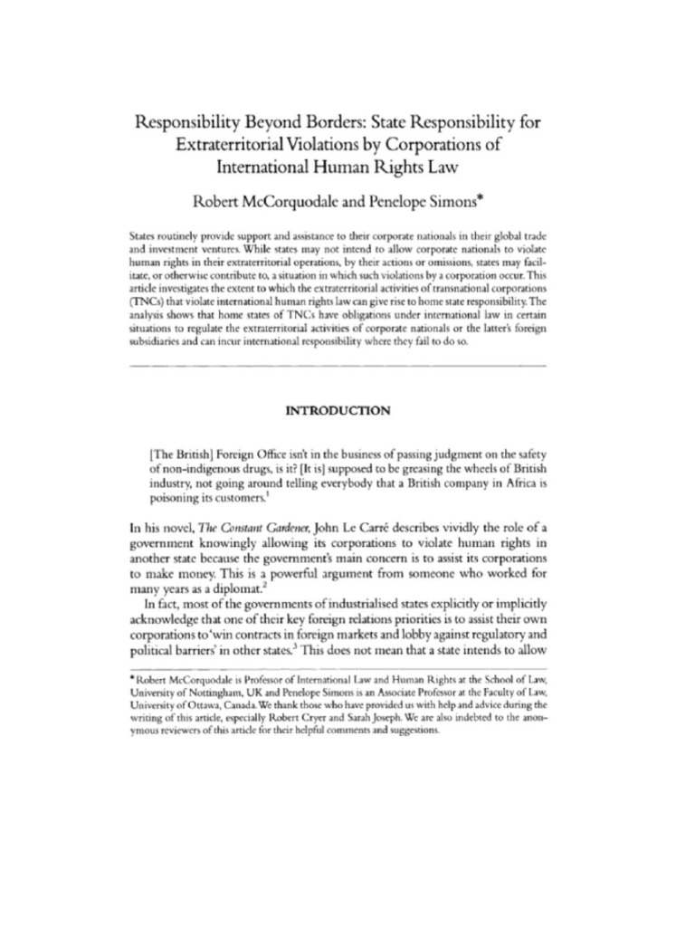 MCCORQUODALE - Responsibility Beyond Borders - Compressed | PDF