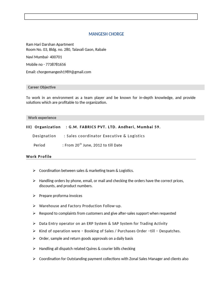 Chorge Mangesh 1 | PDF | Service Industries | Business