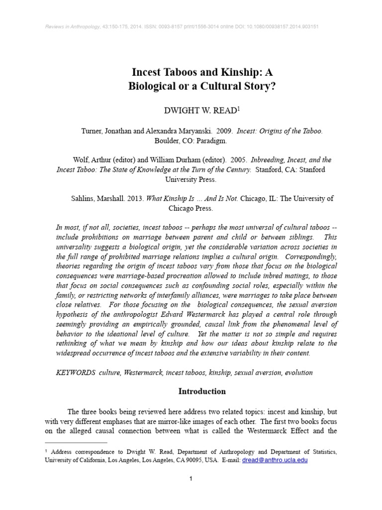 Incest Taboos and Kinship | PDF | Kinship | Inbreeding