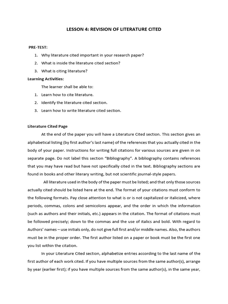 LESSON-4 | PDF | Citation | Written Communication