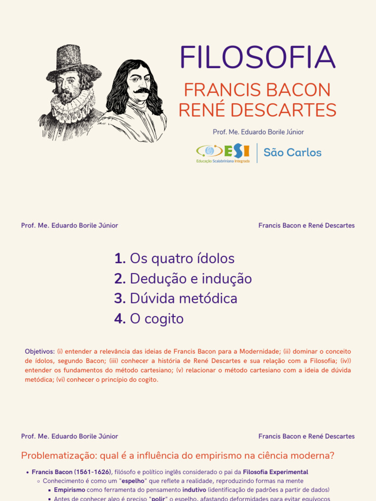 Bacon e Descartes: Filosofia Moderna | PDF | Francis Bacon | Método ...