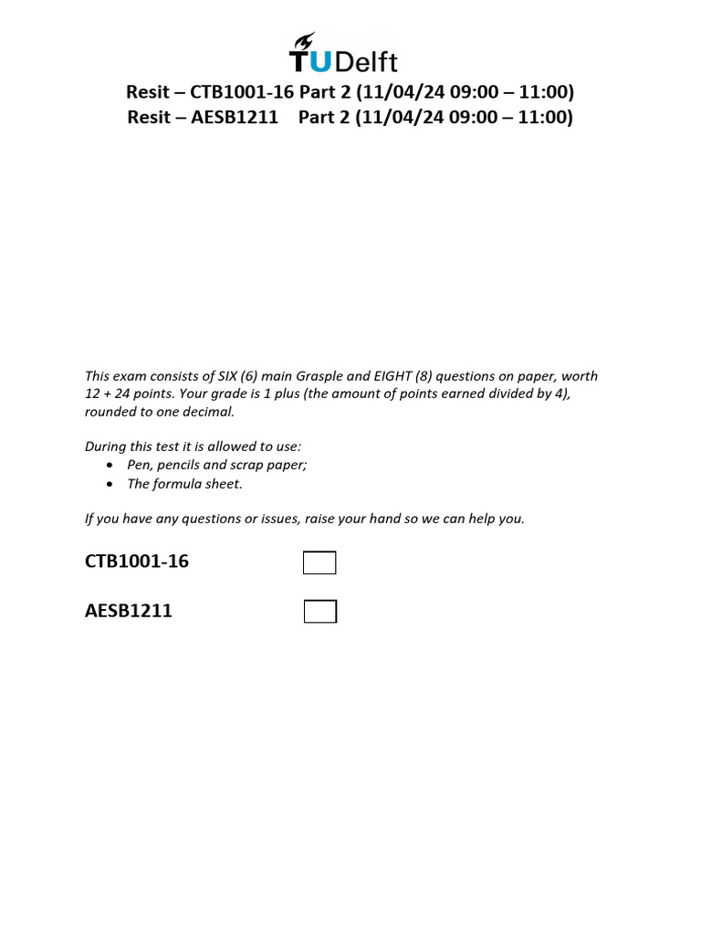 20240411 - Paper Endterm - CTB-AES Part 2 Resit (110424 0900 - 1100) | PDF