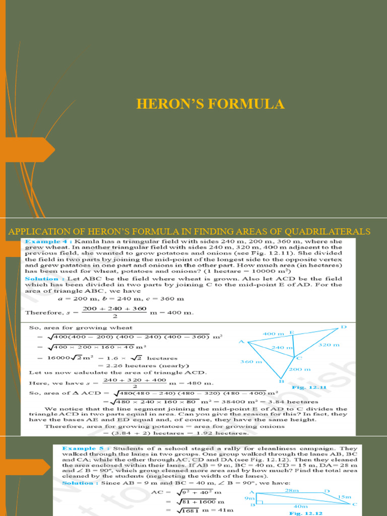 Herons Formula PPT 2 | PDF