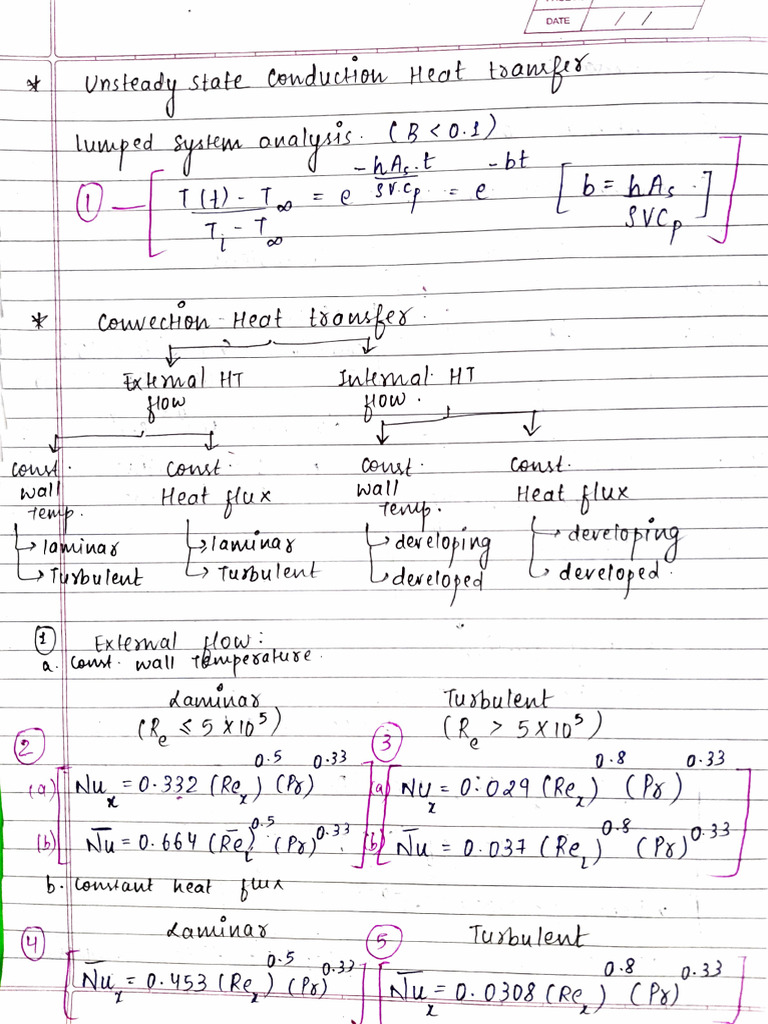 Heat Transfer Equations Midsem | PDF
