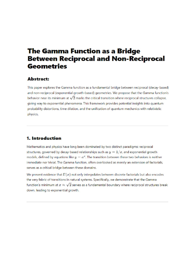The Gamma Function As A Bridge Between Reciprocal and Non Reciprocal ...