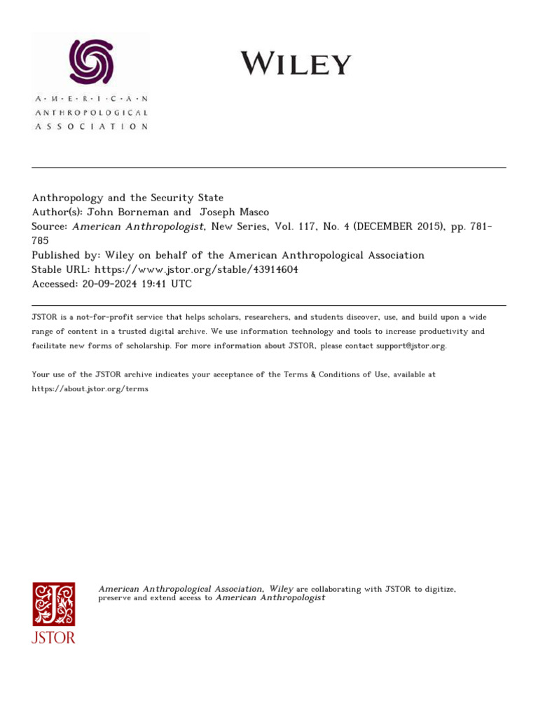 Borneman AnthropologySecurityState 2015 | PDF | Anthropology | Ethnography