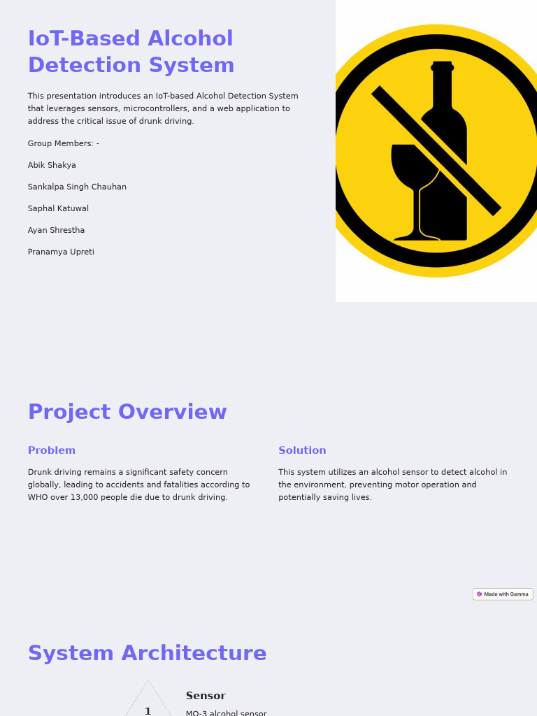 IoT Based Alcohol Detection System | PDF | Internet Of Things | Sensor