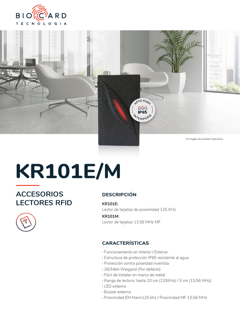 Lectores RFID KR101E/M: Especificaciones y Accesorios | PDF