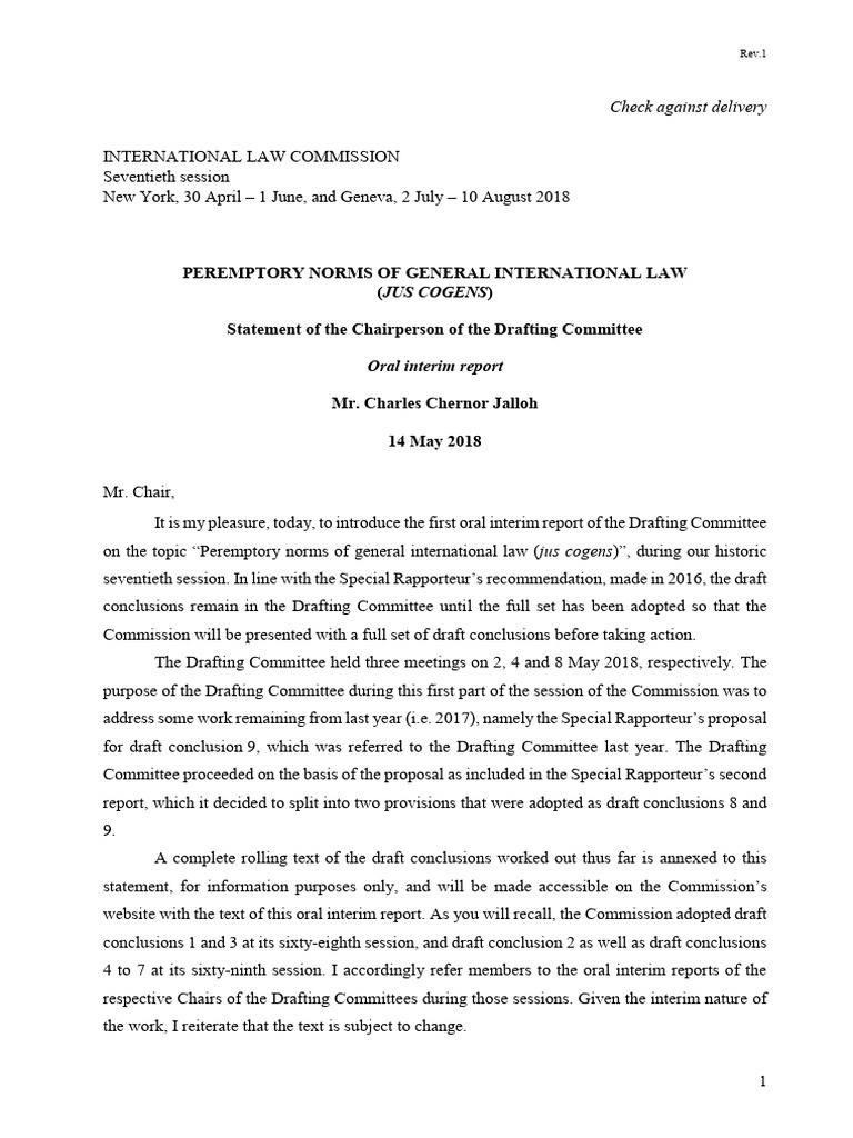 ILC - ILC Peremptory Norms and IUS Cogens | PDF | International Law | Justice
