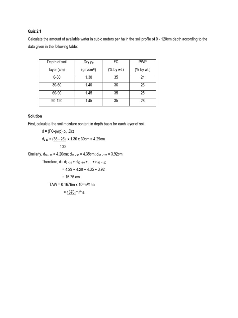 Sample problem 2.1 Soil properties(1) | PDF | Hydrology | Soil Science